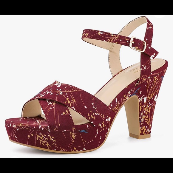 Shoes | Nwt Platform Heel Slingback Floral Heels Sandals For Women ...